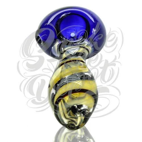 Cobalt Blue Bee Glass Pipe